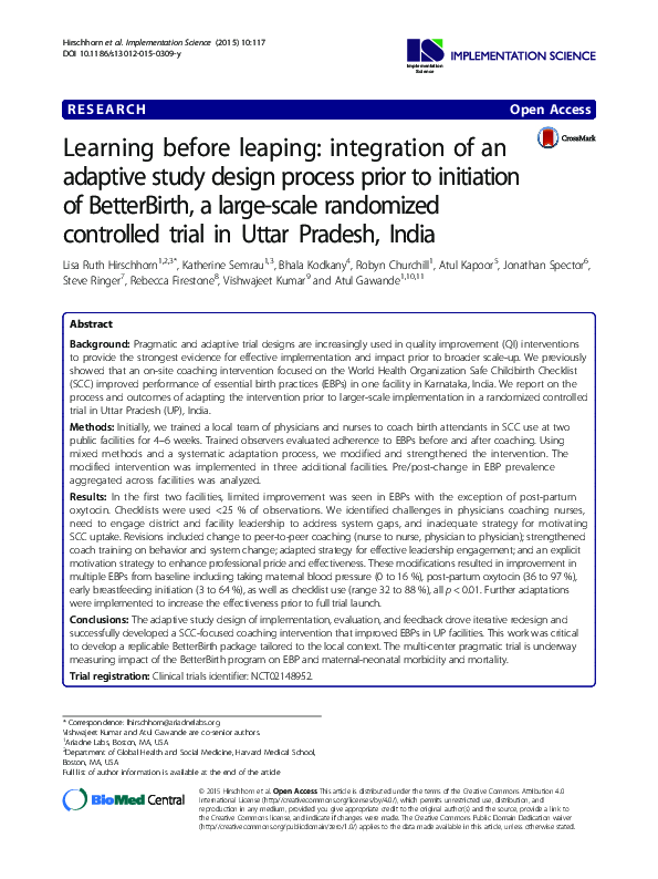 (PDF) Learning before leaping: integration of an adaptive study design ...