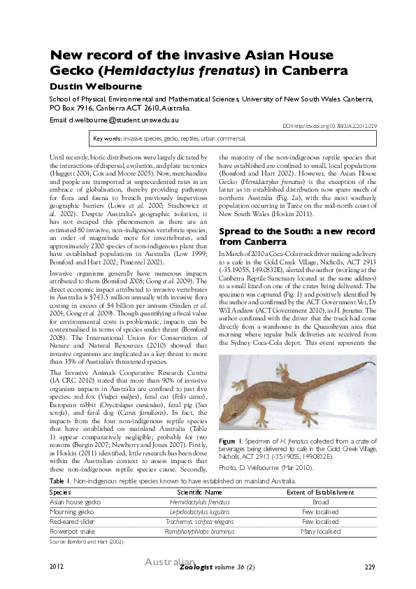 (PDF) New record of the invasive Asian House Gecko ( Hemidactylus ...