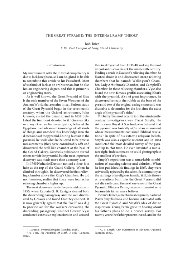 (PDF) The Great Pyramid: The Internal Ramp Theory