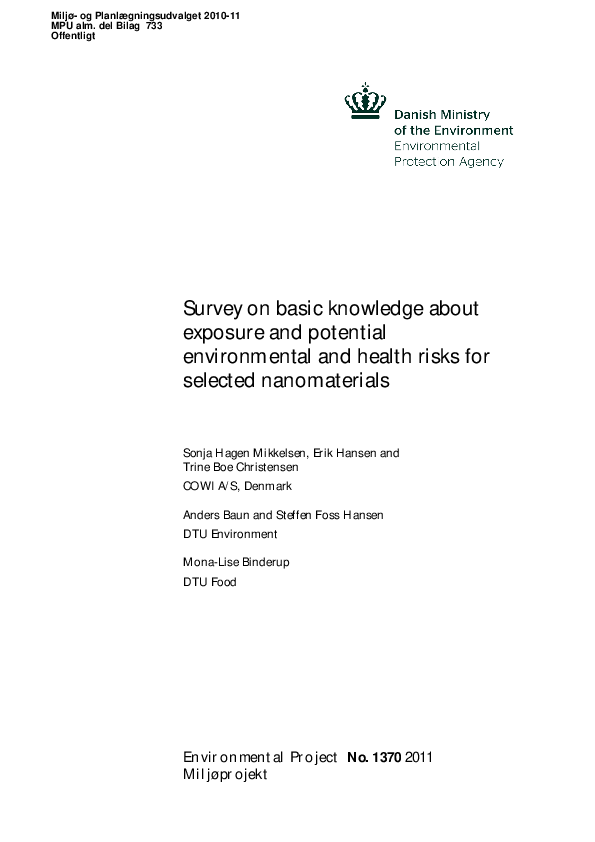 (PDF) Survey on basic knowledge about exposure and potential ...