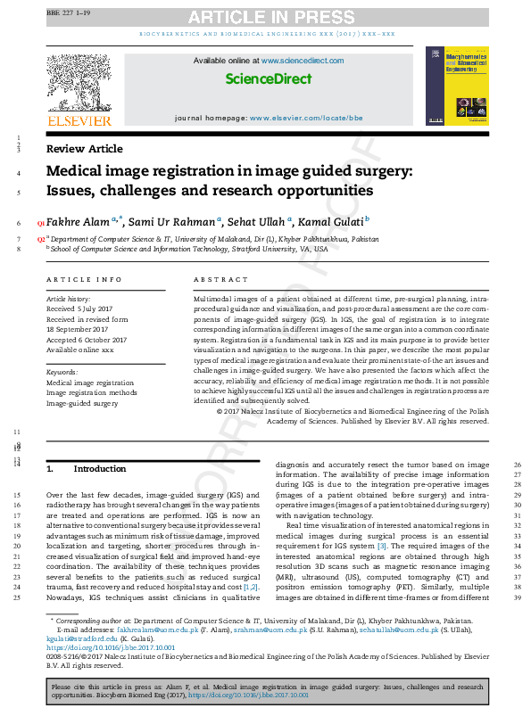 (PDF) Medical image registration in image guided surgery: Issues ...