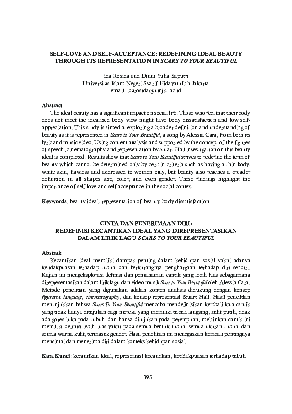 (PDF) Self-Love and Self-Acceptance: Redefining Ideal Beauty Through Its Representation in Scars ...