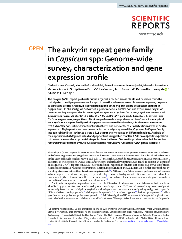 (PDF) The ankyrin repeat gene family in Capsicum spp: Genome-wide ...