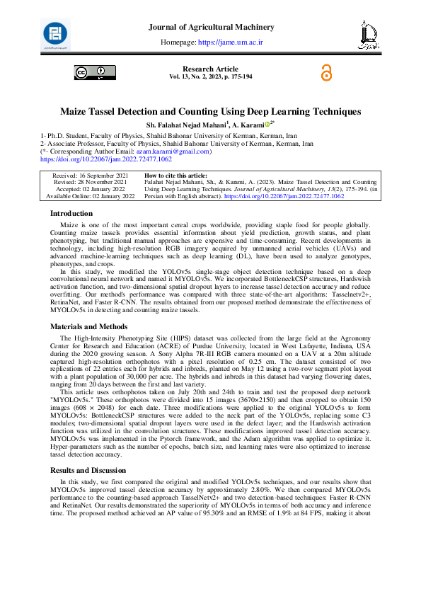 Pdf Maize Tassel Detection And Counting Using Deep Learning Techniques