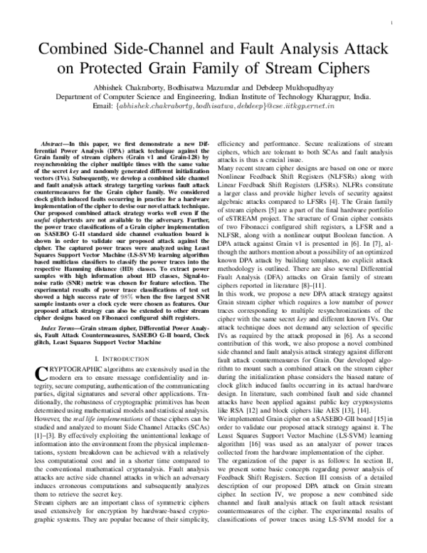 (PDF) Combined Side-Channel and Fault Analysis Attack on Protected ...