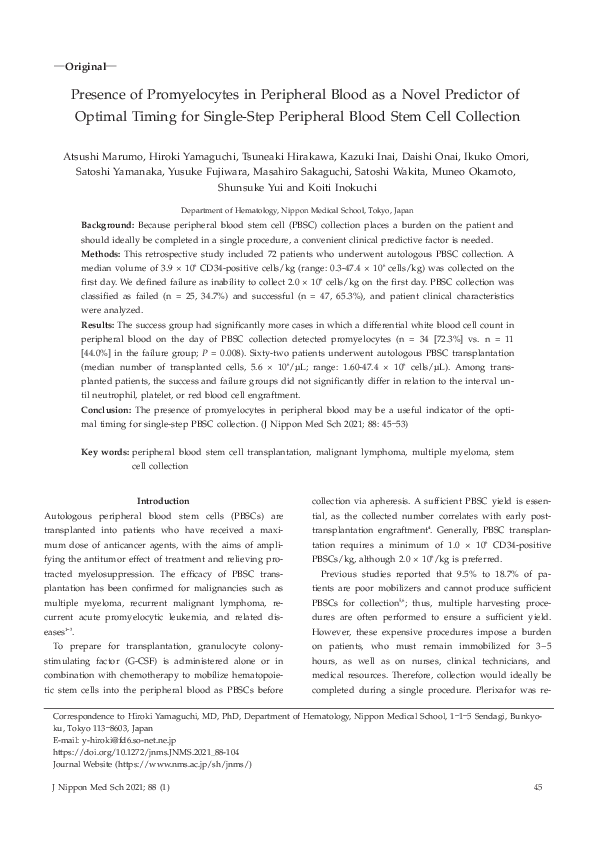 (PDF) Presence of Promyelocytes in Peripheral Blood as a Novel ...