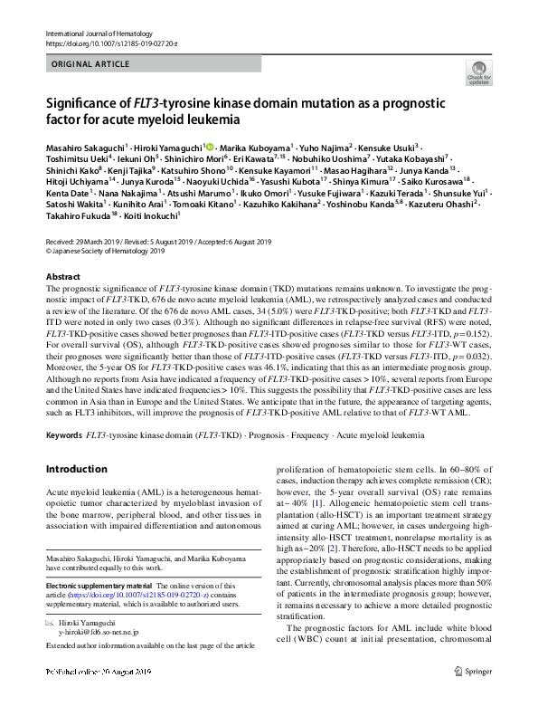 (PDF) Significance of FLT3-tyrosine kinase domain mutation as a ...