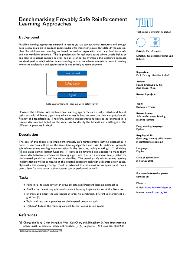 (PDF) Benchmarking Provably Safe Reinforcement Learning Approaches