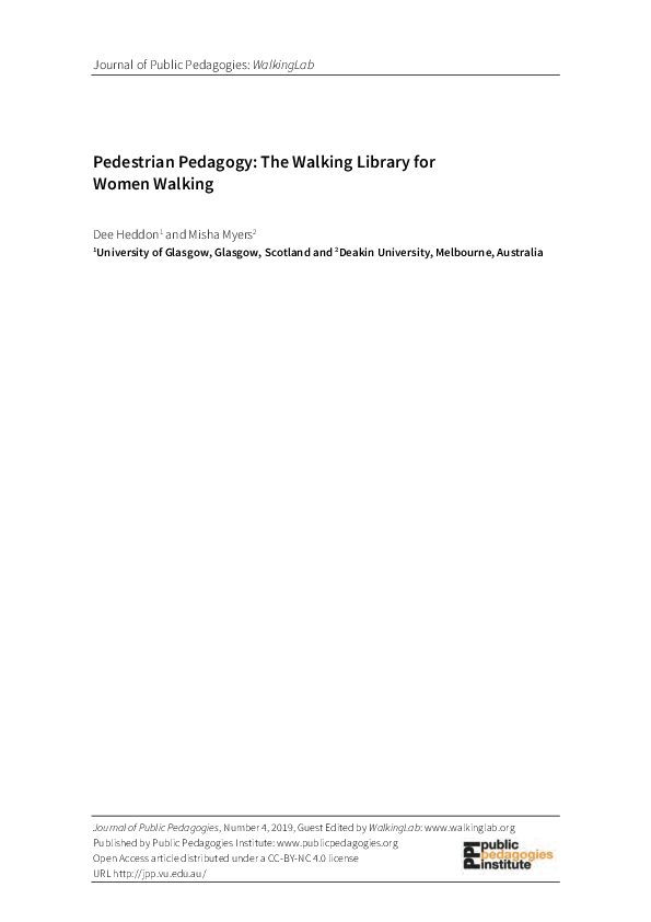 (PDF) Pedestrian Pedagogy: The Walking Library for Women Walking