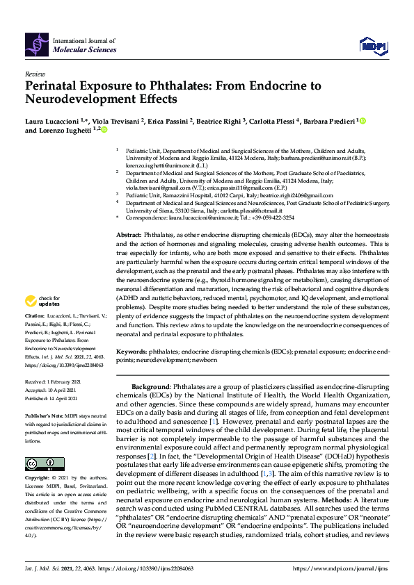 (PDF) Perinatal Exposure to Phthalates: From Endocrine to ...