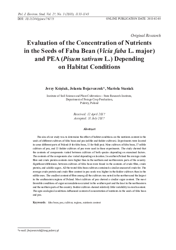 (PDF) Evaluation of the Concentration of Nutrients in the Seeds of Faba Bean (Vicia faba L ...