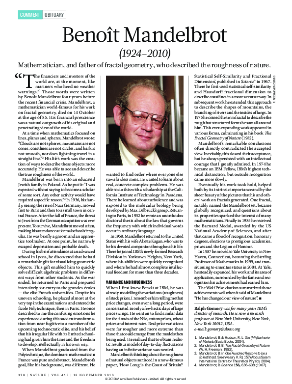(PDF) Benoît Mandelbrot (1924–2010)