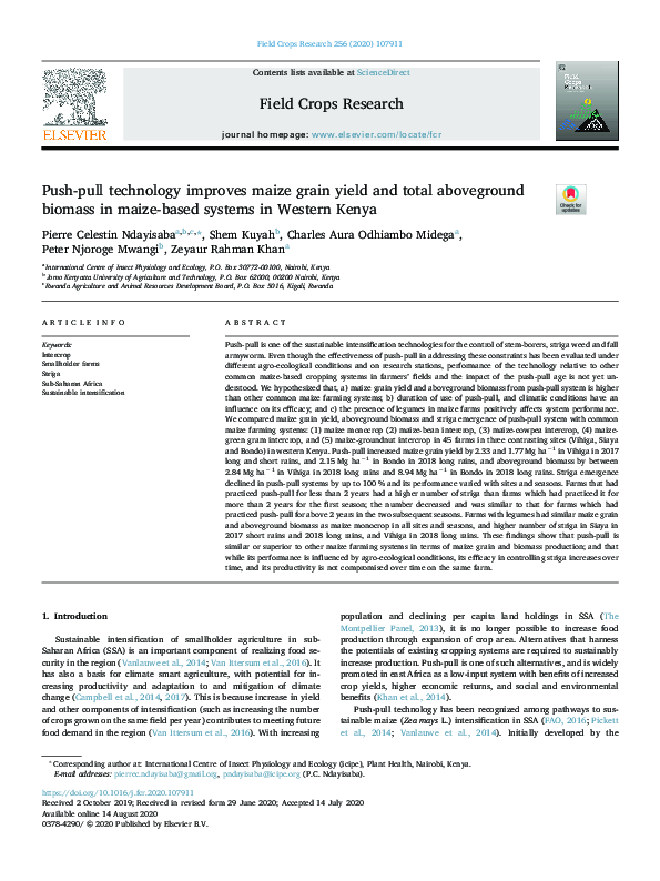 (PDF) Push-pull technology improves maize grain yield and total ...