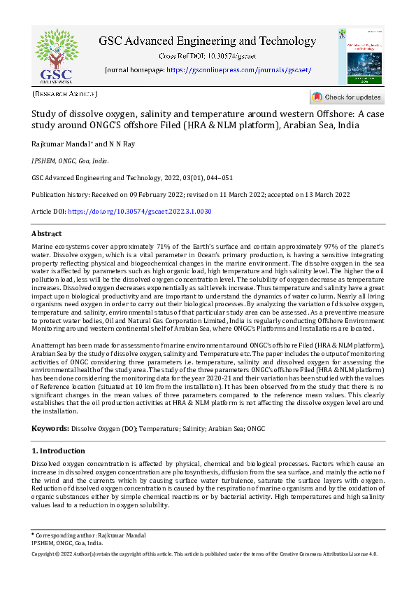 (PDF) Study of dissolve oxygen, salinity and temperature around western ...