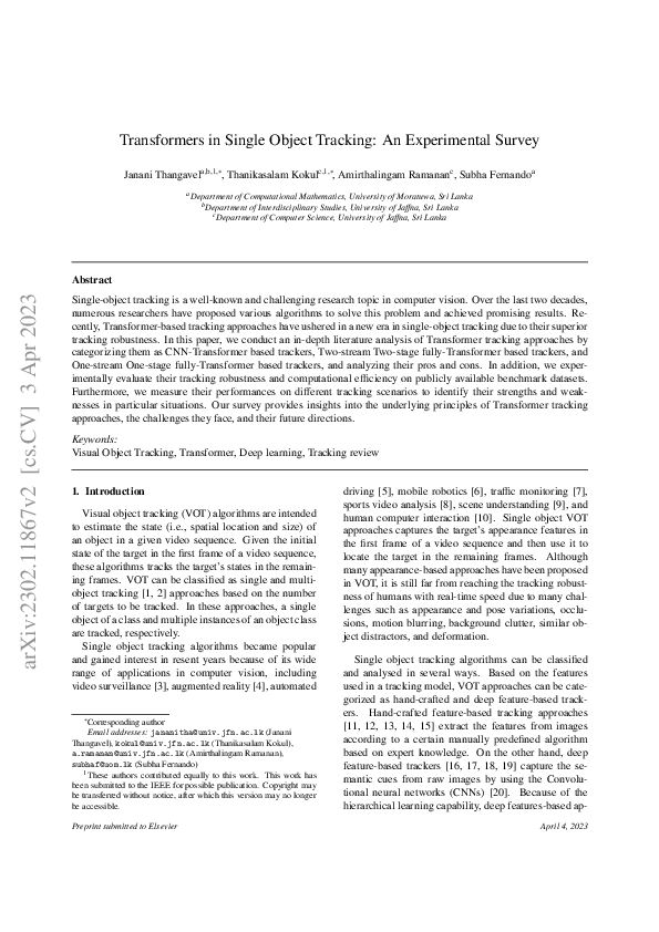 Pdf Transformers In Single Object Tracking An Experimental Survey