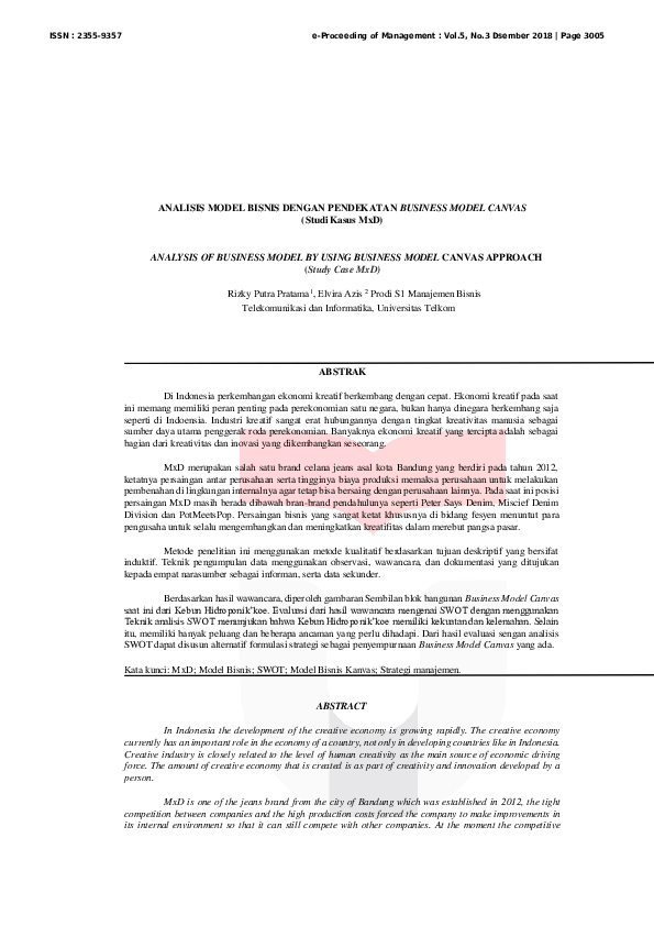 (PDF) Analisis model bisnis dengan pendekatan business model canvas (studi kasus MxD) | Rizky ...