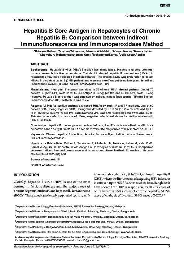 (PDF) Hepatitis B Core Antigen in Hepatocytes of Chronic Hepatitis B ...