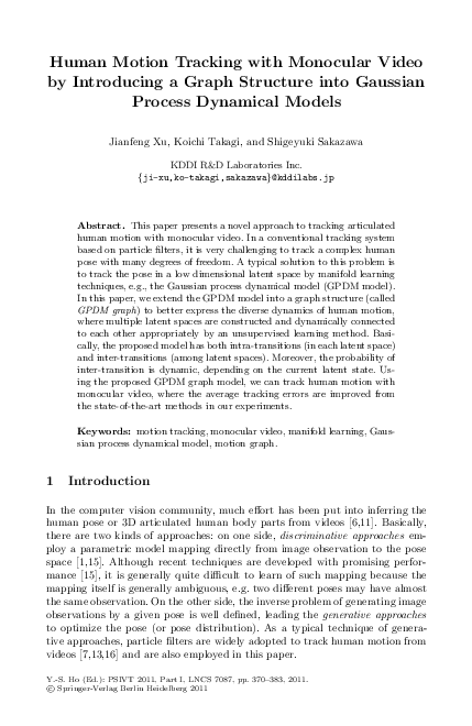 (PDF) Human Motion Tracking with Monocular Video by Introducing a Graph ...