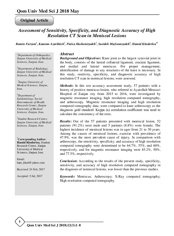 (PDF) Assessment of Sensitivity, Specificity, and Diagnostic Accuracy ...