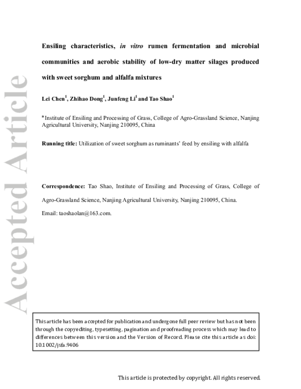 (PDF) Ensiling characteristics, in vitro rumen fermentation and ...