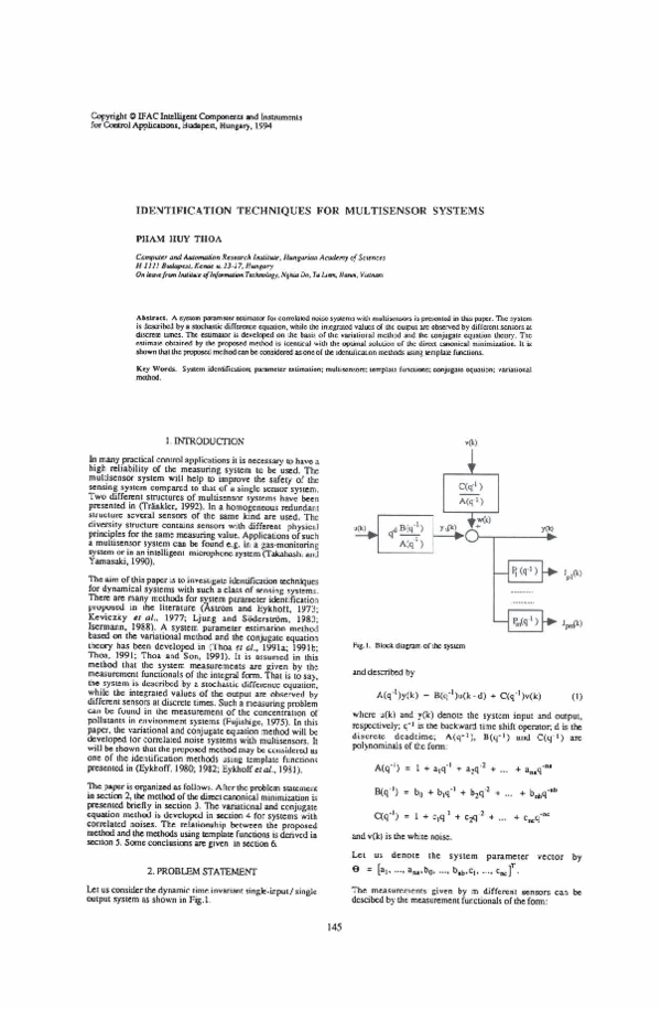 (PDF) Identification Techniques for Multisensor Systems