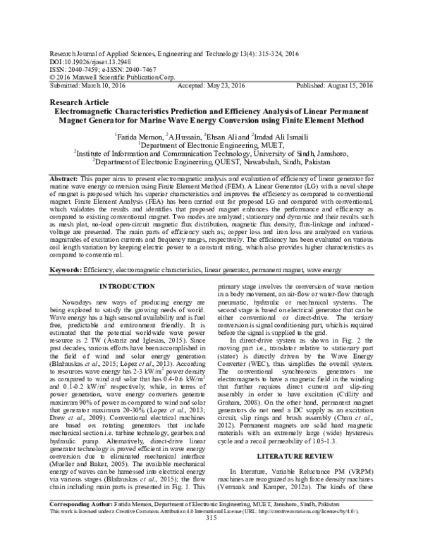 (PDF) Electromagnetic Characteristics Prediction and Efficiency Analysis of Linear Permanent ...