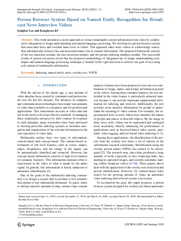 (PDF) Person Browser System Based on Named Entity Recognition for ...