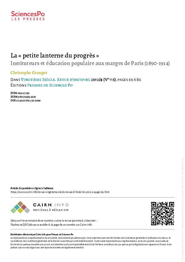 (PDF) La « petite lanterne du progrès