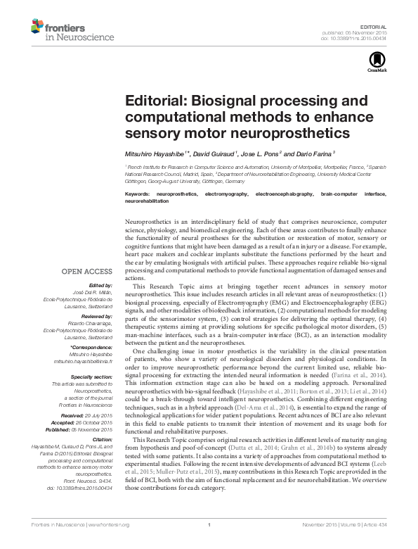 Pdf Editorial Biosignal Processing And Computational Methods To
