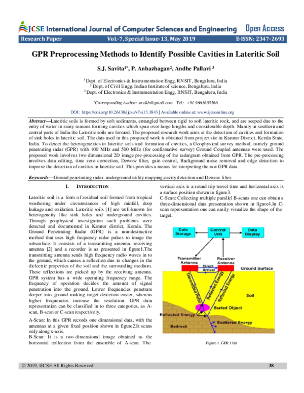 (PDF) GPR Preprocessing Methods to Identify Possible Cavities in Lateritic Soil
