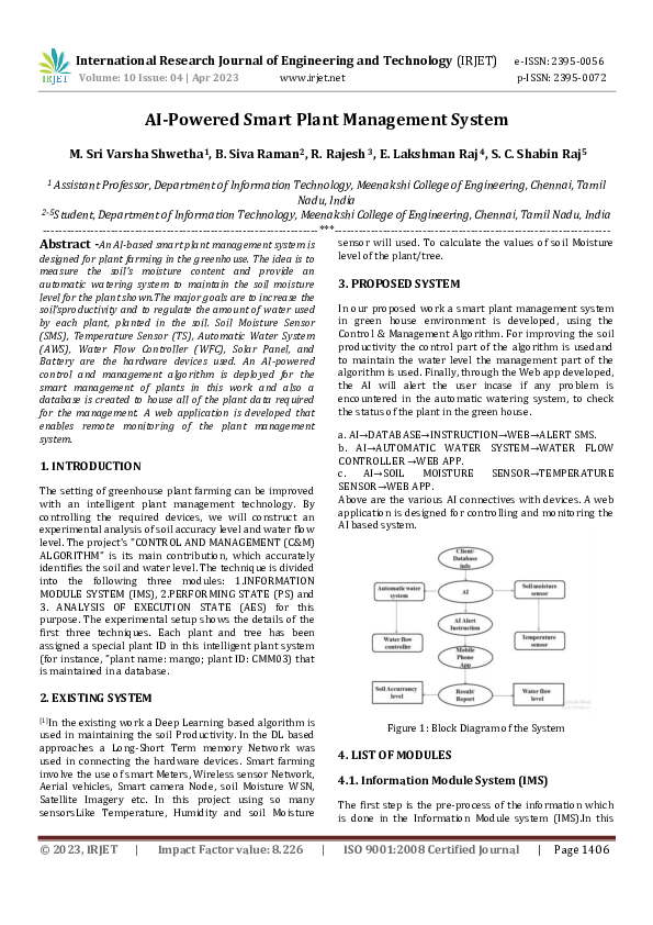 (PDF) AI-Powered Smart Plant Management System