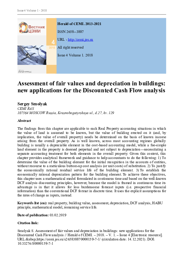 (PDF) Assessment of Fair Values and Depreciation in Buildings: New ...