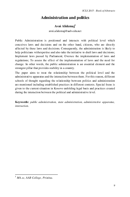(PDF) Administration and Politics