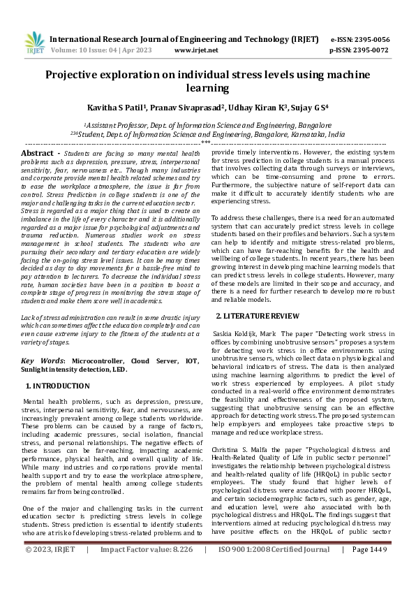 (PDF) Projective exploration on individual stress levels using machine ...