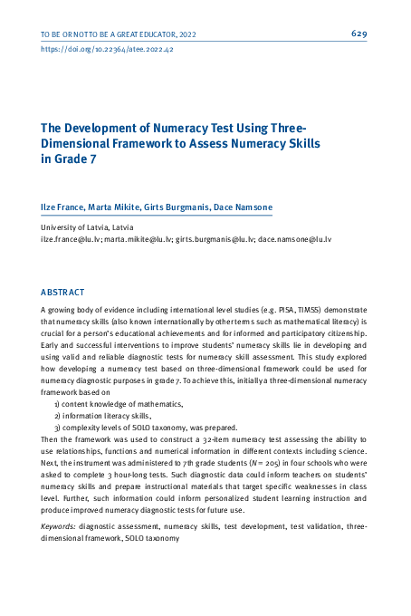 (PDF) The Development of Numeracy Test Using Three-Dimensional ...