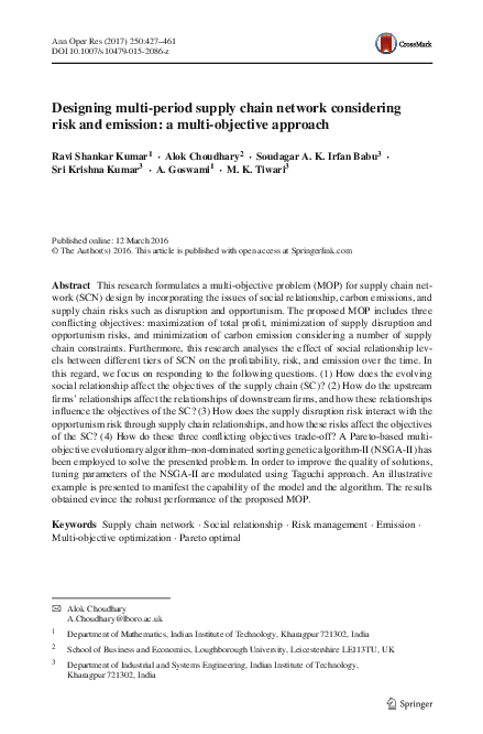Pdf Designing Multi Period Supply Chain Network Considering Risk And