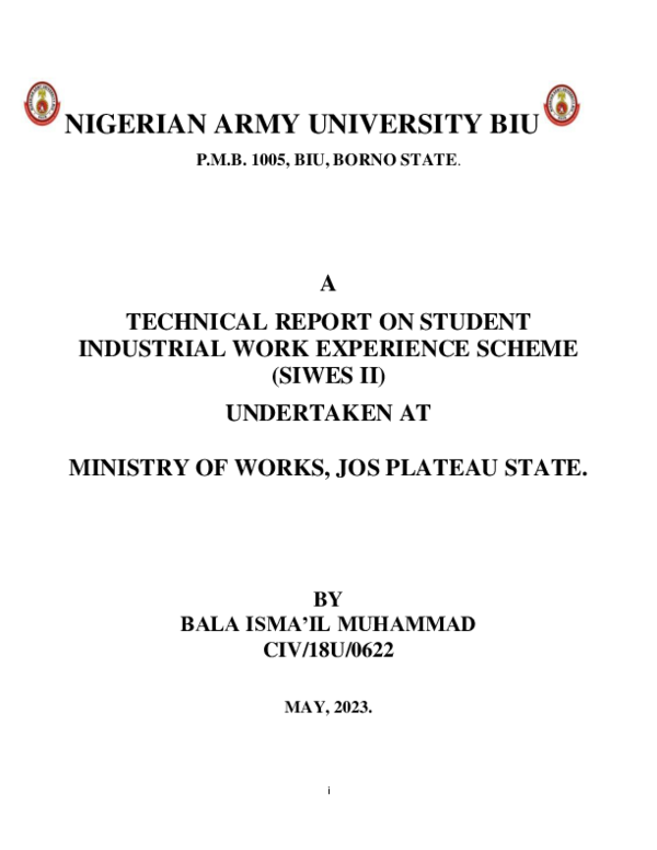 (PDF) Ismail Bala Muh'd SIWES 2 Technical Report