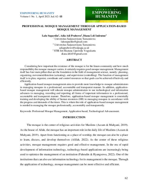 (PDF) Professional Mosque Management Through Application-Based Mosque ...