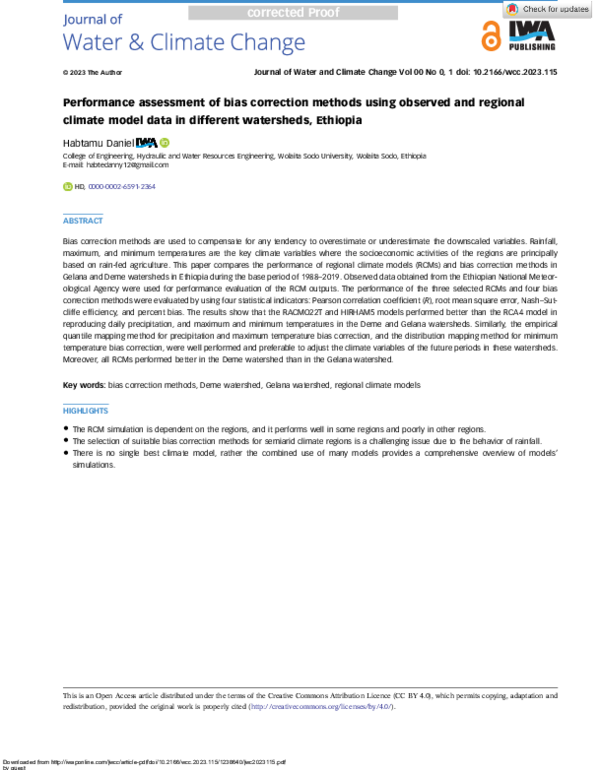 Pdf Performance Assessment Of Bias Correction Methods Using Observed And Regional Climate