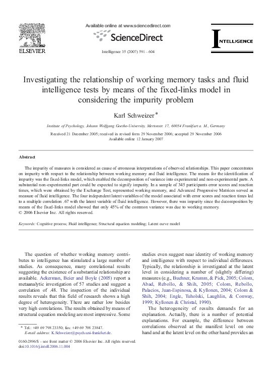 (PDF) Investigating the relationship of working memory tasks and fluid ...