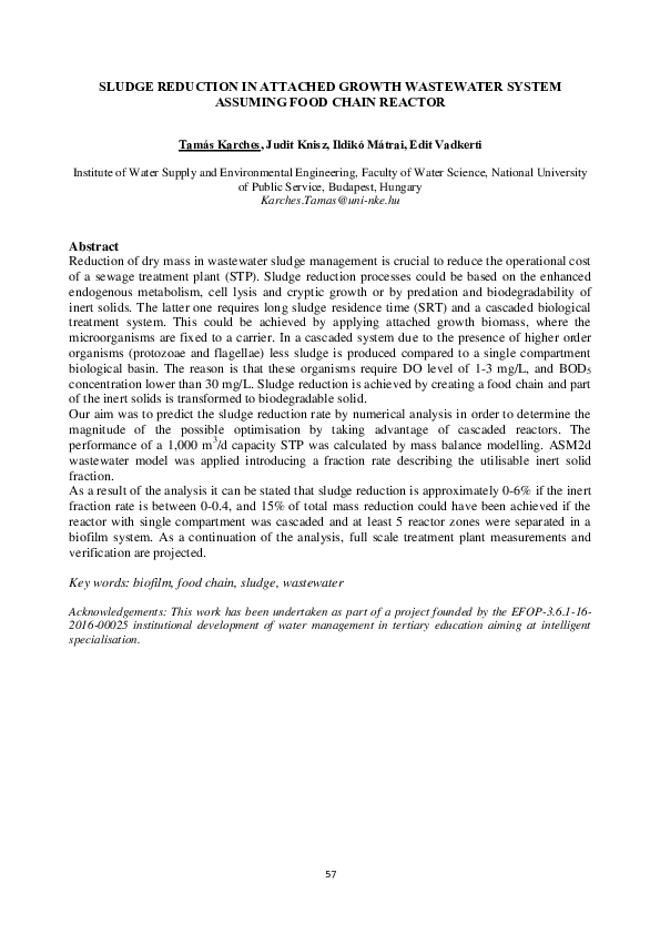 (PDF) Sludge reduction in attached growth wastewater system assuming ...