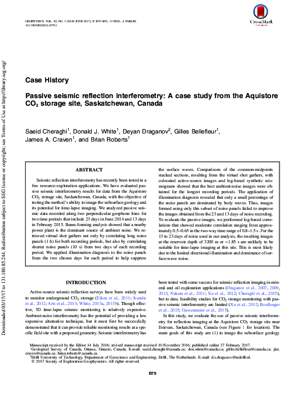 (PDF) Passive seismic reflection interferometry: A case study from the ...