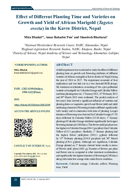 (PDF) Effect of different planting time and varieties on Growth and ...