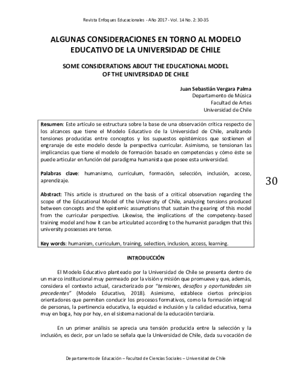 (PDF) Algunas consideraciones en torno al modelo educativo de la ...