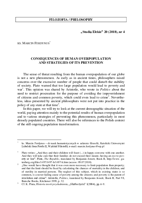 (PDF) Consequences of human overpopulation and strategies of its prevention