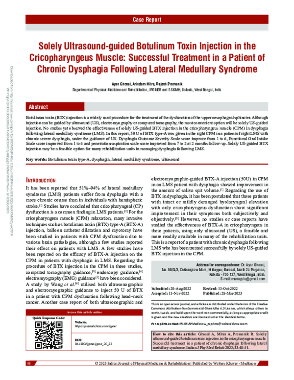 (PDF) Solely Ultrasound-guided Botulinum Toxin Injection in the ...