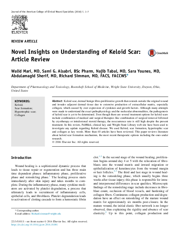 (PDF) Novel Insights on Understanding of Keloid Scar: Article Review