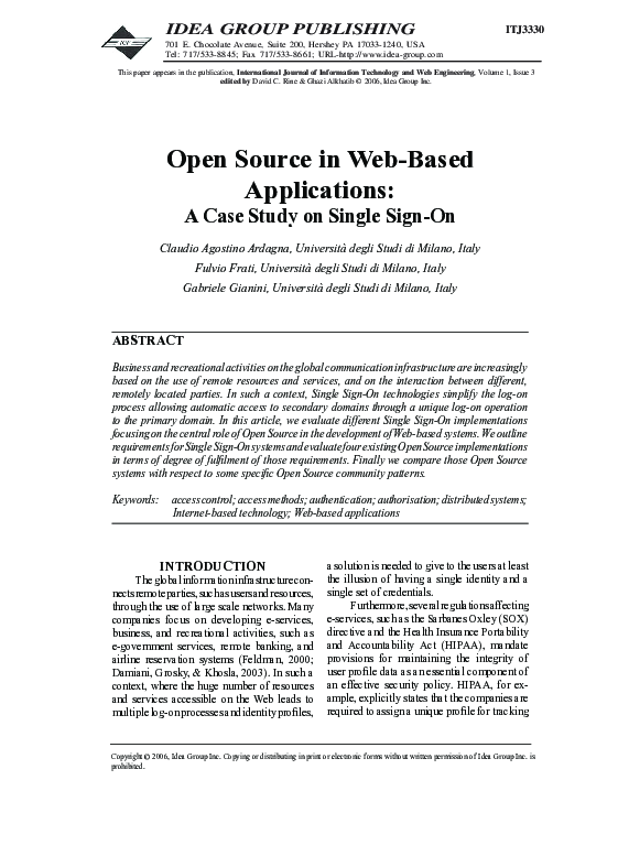 (PDF) Open Source in Web-Based Applications