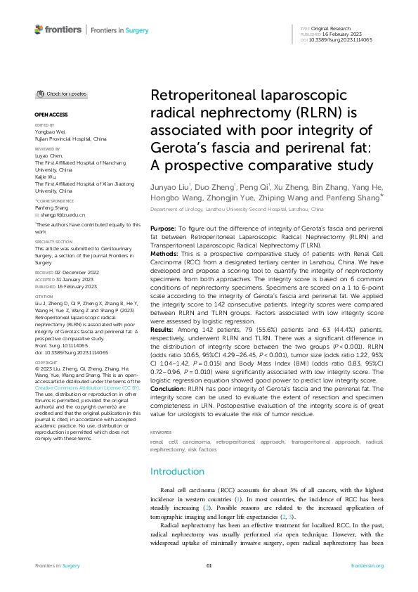 (PDF) Retroperitoneal laparoscopic radical nephrectomy (RLRN) is ...