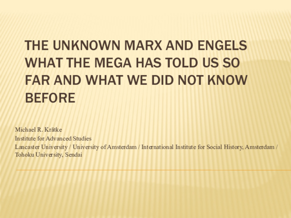 (PPT) The Unknown Marx and Engels. What the MEGA has told us so far and ...